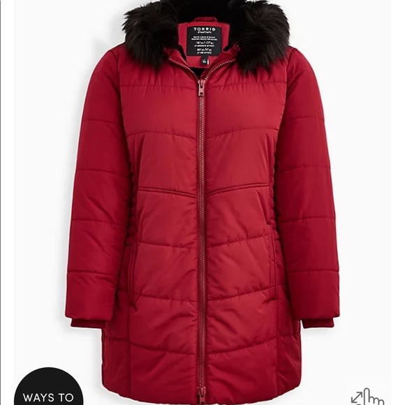torrid | Jackets & Coats | Nwt Fit And Flare Puffer Jacket In Deep Red ...